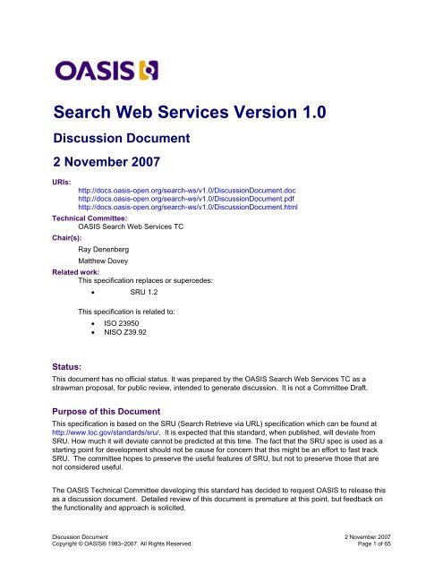 OASIS Specification Template - docs oasis open - Oasis