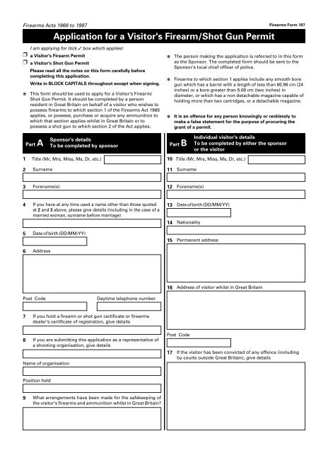 Application Form 107 (46kb PDF) - Dorset Police