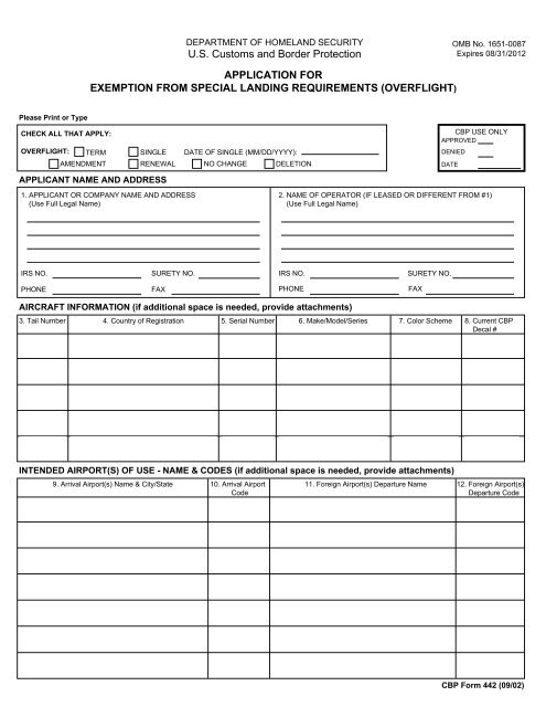 CBP Form 442 - Forms