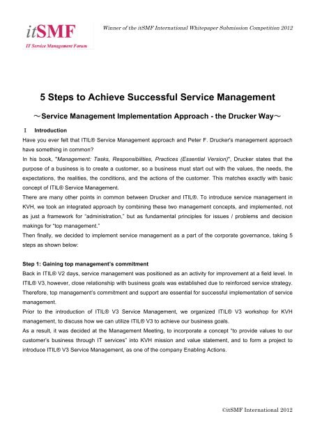 5 Steps to Achieve Successful Service Management - itSMF ...