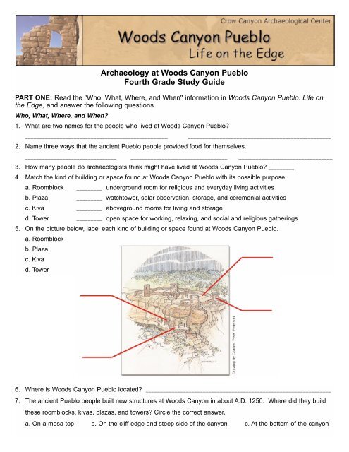 Archaeology at Woods Canyon Pueblo Fourth Grade Study Guide