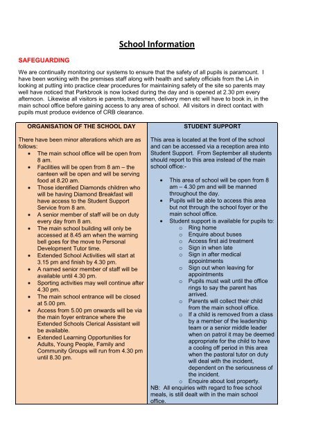 School Information - Shevington High School