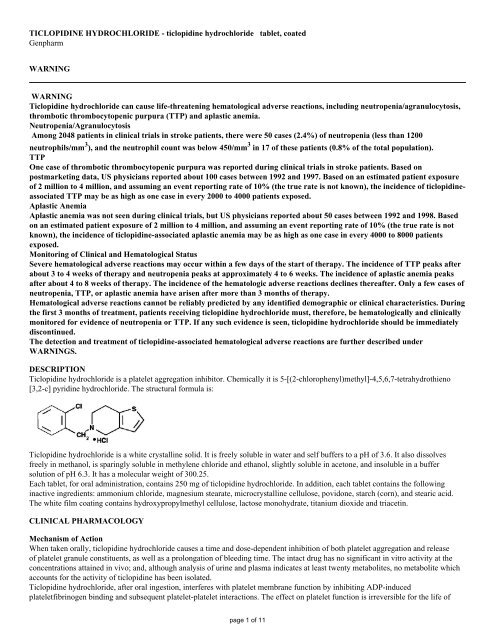 Ticlopidine - American Geriatrics Society