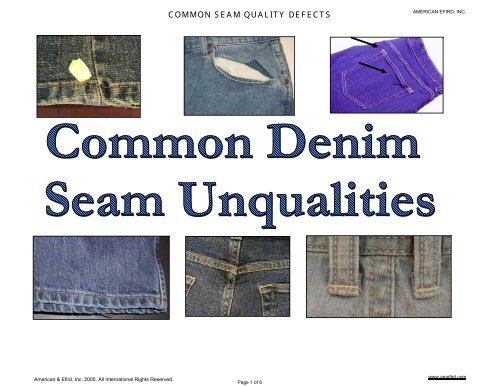 Common Denim Unquality Defects - American & Efird, Inc