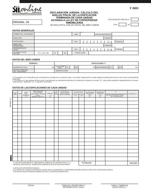Formulario 2803 - Servicio de Impuestos Internos