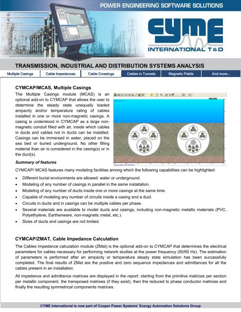 transmission, industrial and distribution systems analysis - Cyme ...