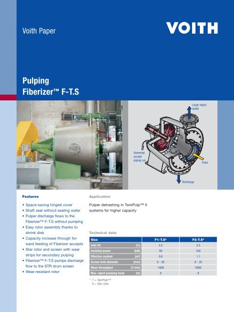 Pulping Fiberizerâ ¢ F-T.S - Voith