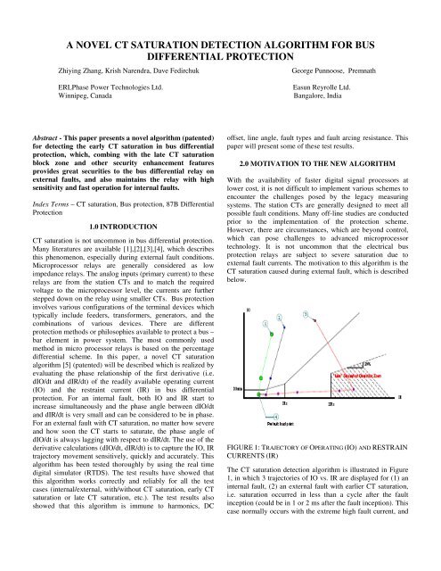 A Novel Ct Saturation Detection Algorithm For Bus Differential Protection