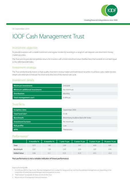 IOOF Cash Management Trust