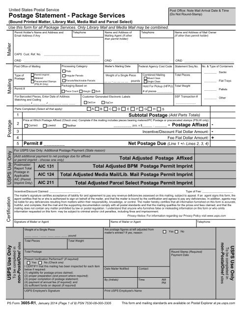 Postage Statement - Package Services - USPS.com