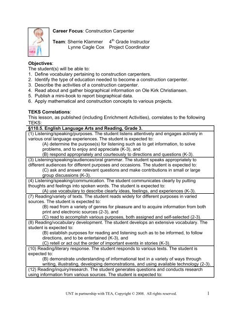 Lesson Plan - Career and Technical Education