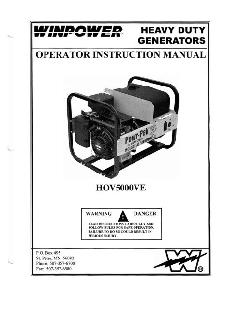 HOV5000-VE Operators Manual & Parts List - Winco Generators