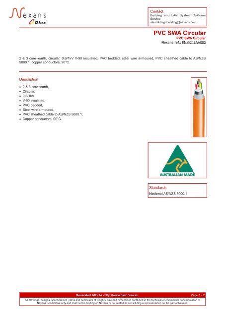 PVC SWA Circular - Nexans Olex