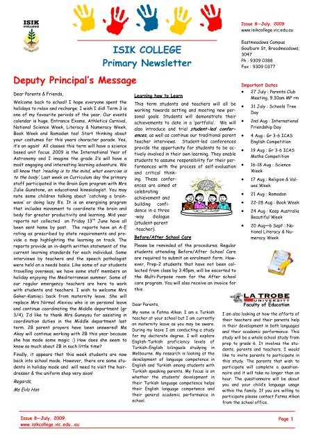 Deputy Principal's Message - ISIK College