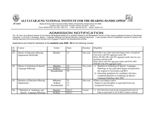 ali yavar jung national institute for the hearing handicapped ...