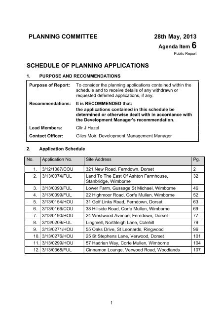 schedule of planning applications