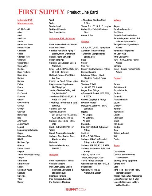 Product Linecard - First Supply