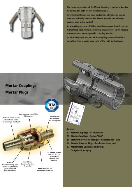 Mortar Couplings Mortar Plugs