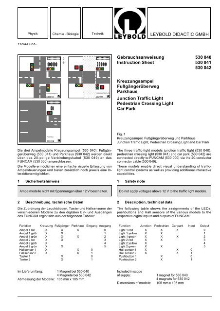 LEYBOLD DIDACTIC GMBH Gebrauchsanweisung 530 040 ...