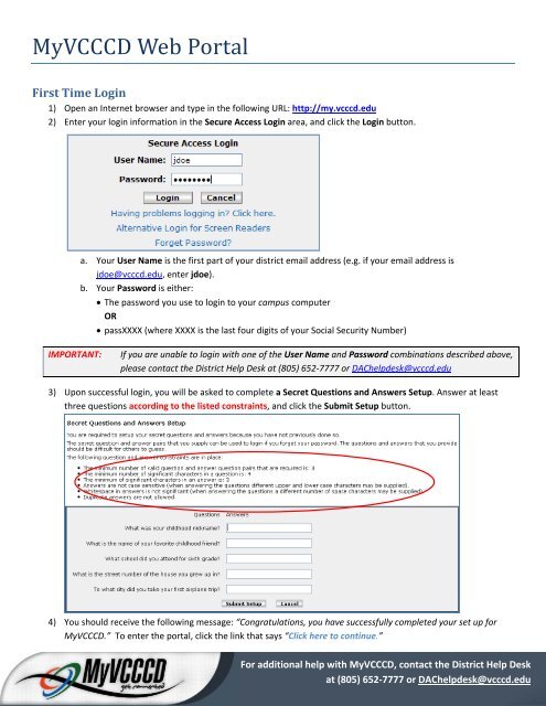 MyVCCCD Web Portal - Moorpark College