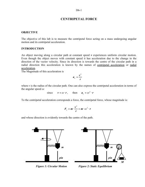 Centripetal Acceleration Lab