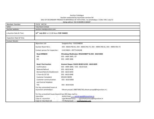 tata steel ex jamshedpur coal tar auction - Metaljunction