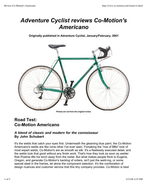 Review-Co-Motion's Americano - Co-Motion Cycles