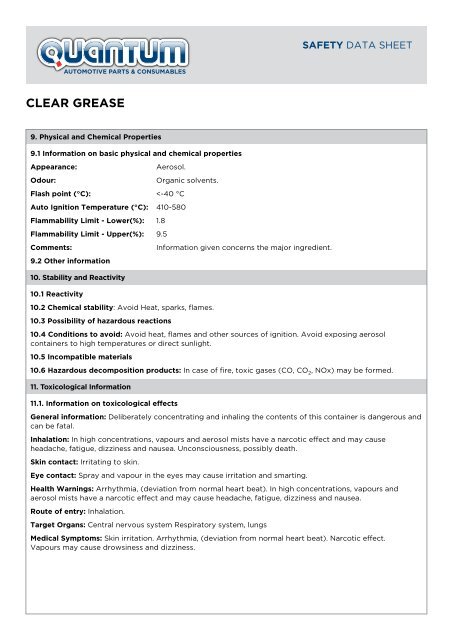 safety DATA SHEET Clear G