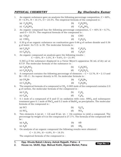 Percentage Formula Chemistry