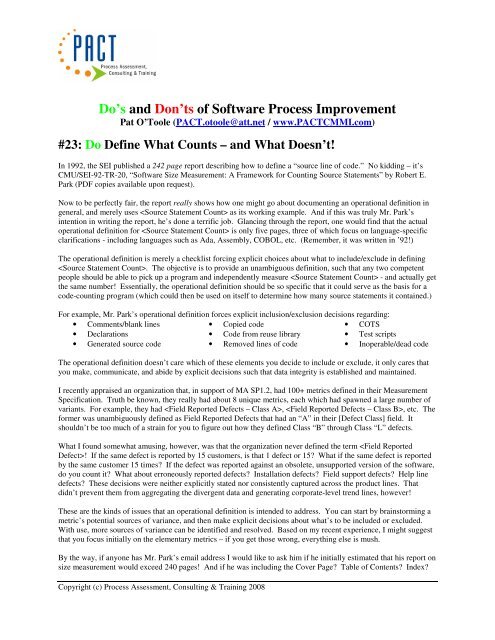 Do's and Don'ts of Software Process Improvement - Computer Aid, Inc.