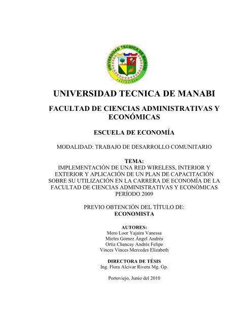 Informe Final.pdf - Repositorio UTM - Universidad TÃ©cnica de ManabÃ­