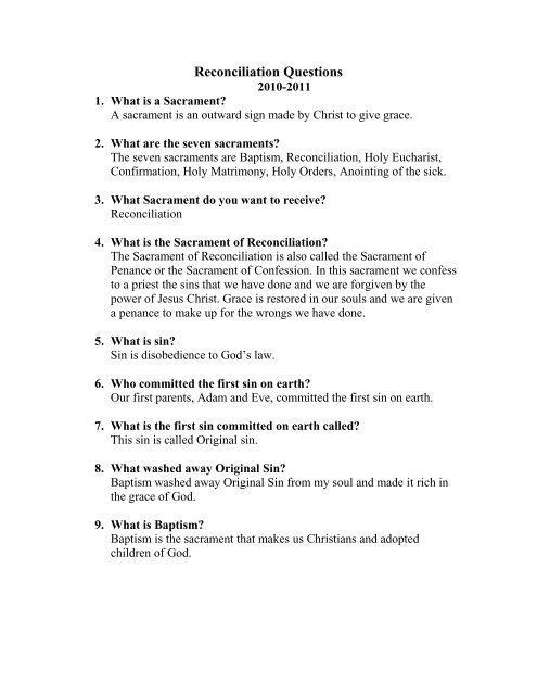 Reconciliation Questions