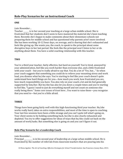Role-â Play Scenarios for an Instructional Coach - Blogs