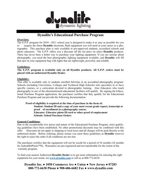 Dynalite's Educational Purchase Program