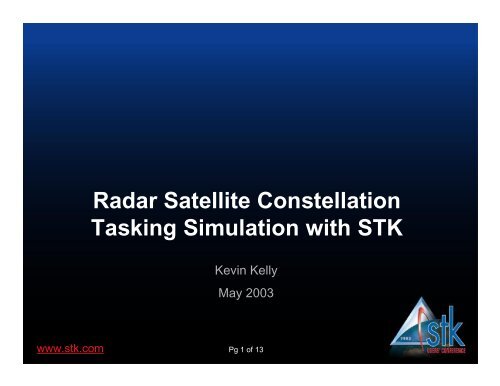 Radar Satellite Constellation Tasking Simulation with STK - AGI