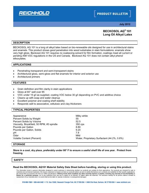 BECKOSOL AQ 101.pdf - Reichhold