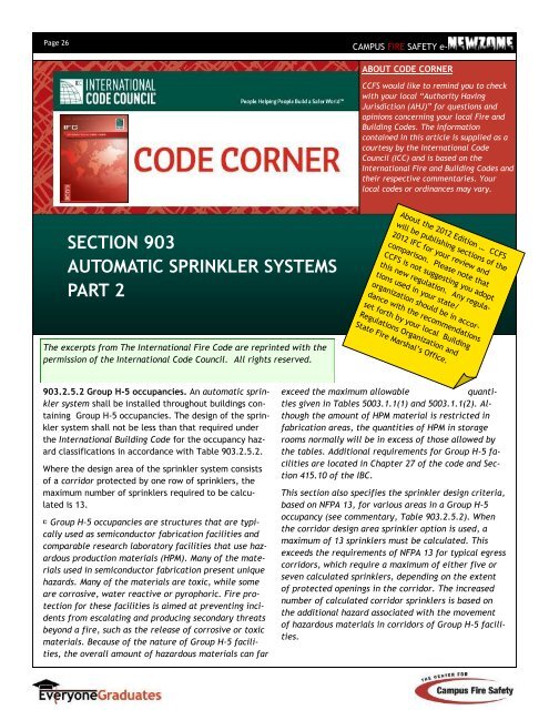 section 903 automatic sprinkler systems part 2 - Center for Campus ...