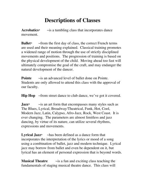 Classes_files/Descriptions of Classes-ORIG.pdf - The Dance Centre