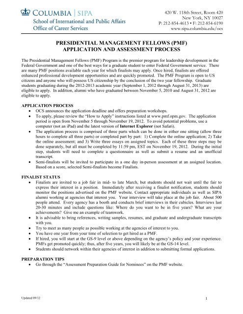 PMF Information and Preparation Fact Sheet