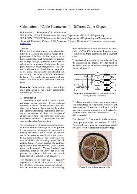 Calculation of Cable Parameters for Different Cable ... - COMSOL.com