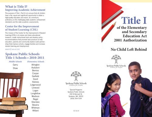 Title I Program Information Brochure - Spokane Public Schools