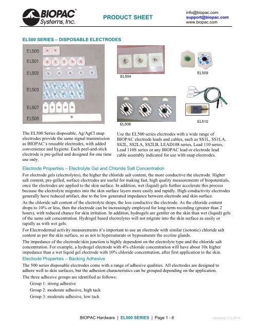 Specifications - Biopac