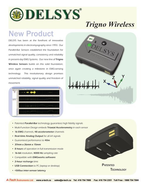 Trigno Wireless EMG / Acceleration System - A-Tech Instruments Ltd.
