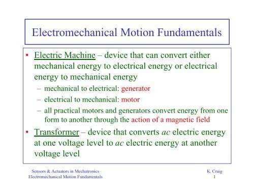 Electromechanical Motion Fundamentals - Mechatronics