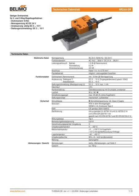 Technisches Datenblatt NR24A-SR - Belimo