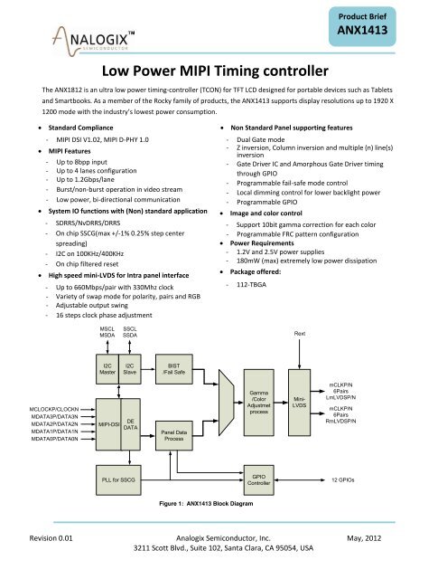 Low Power MIPI Timing controller - Analogix