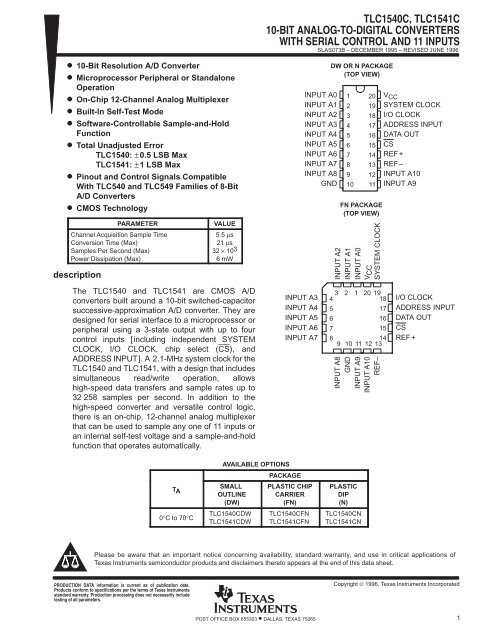 10-bit analog-to-digital converters with serial control and 11 inputs