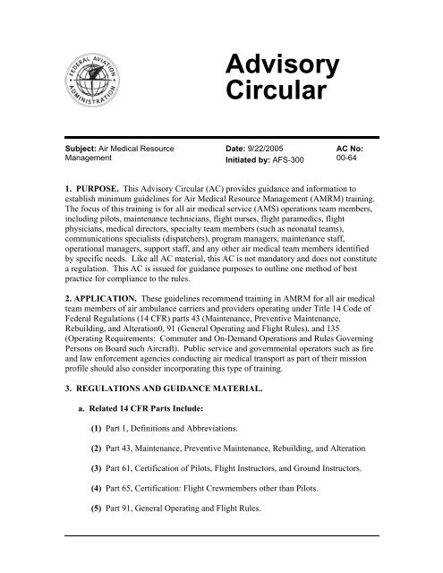 FAA Advisory Circular AC No - Virginia Department of Health
