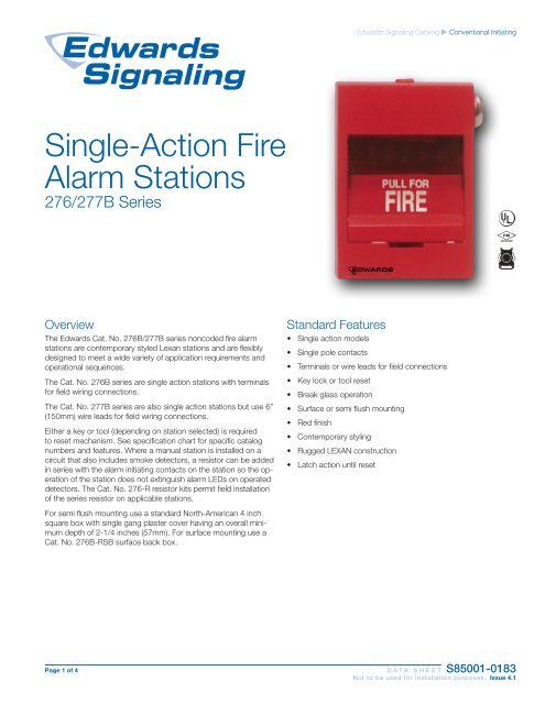 Single Action Pull Stations - Edwards Signaling
