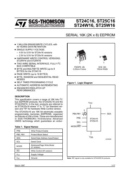 SERIAL 16K (2K X 8) EEPROM